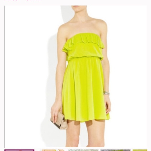 Alice + Olivia | Dresses | Alice Olivia Strapless Lime Green Silk Dress ...